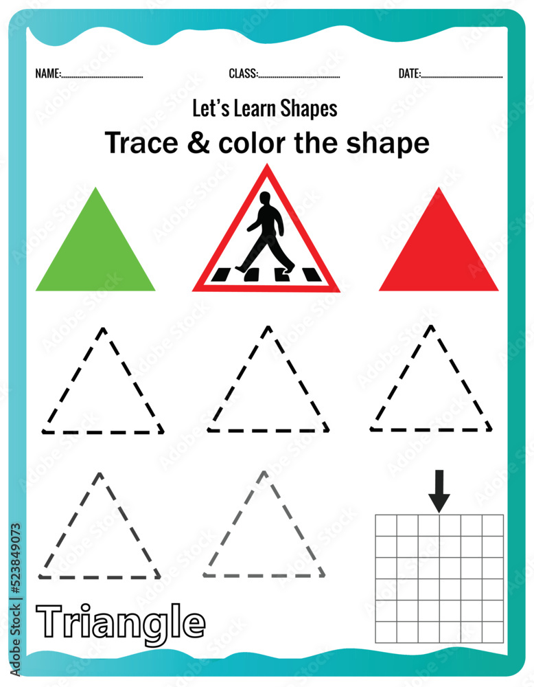 Learn shapes,Preschool or kindergarten worksheet for practicing motor ...