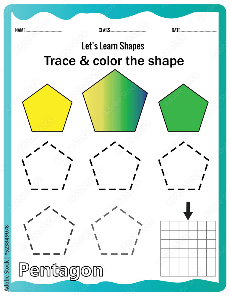 Learn shapes,Preschool or kindergarten worksheet for practicing motor ...