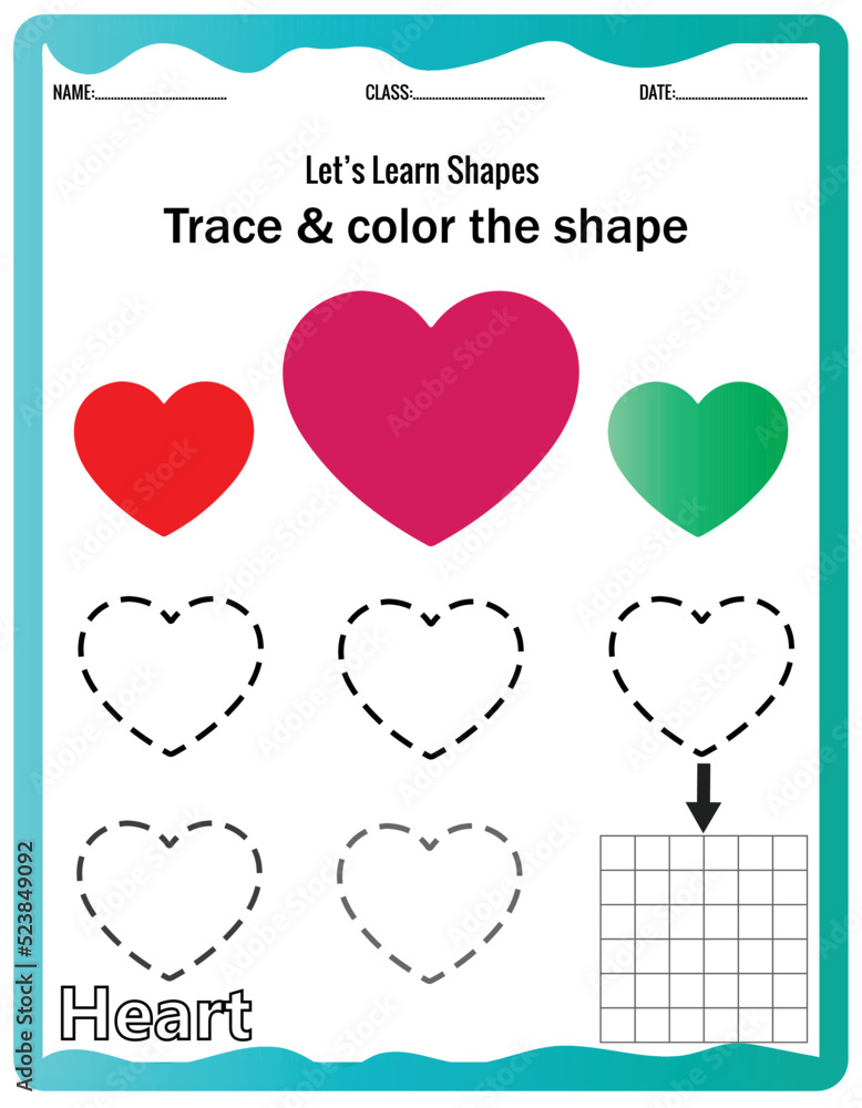 Learn shapes,Preschool or kindergarten worksheet for practicing motor ...