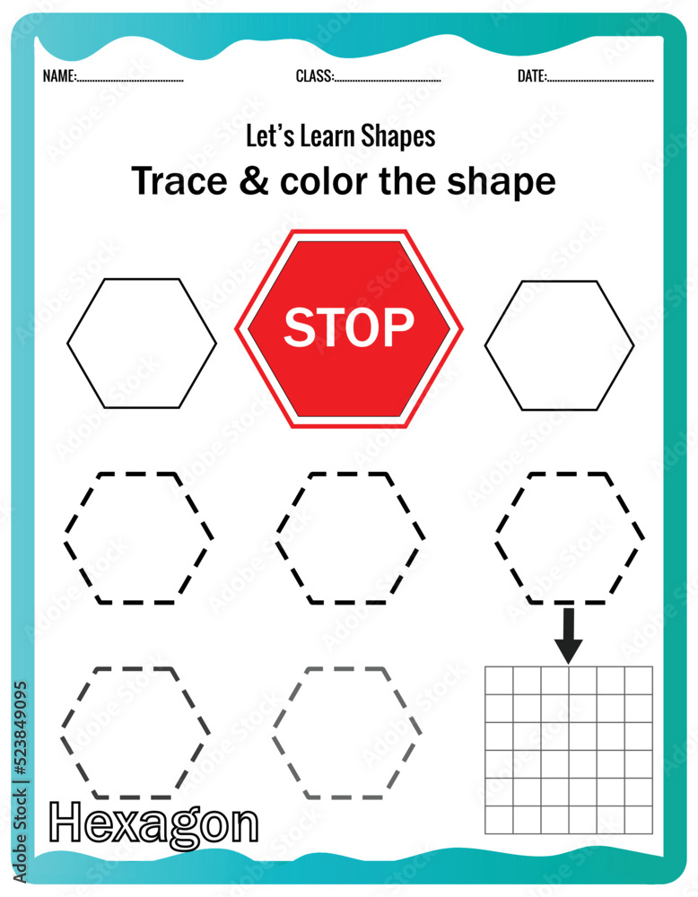 Learn shapes,Preschool or kindergarten worksheet for practicing motor ...