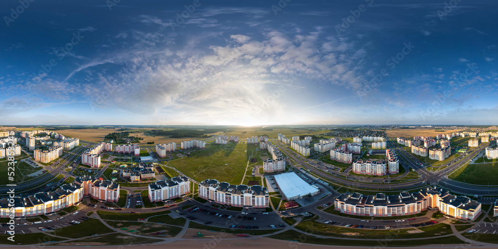 aerial full seamless spherical 360 hdri panorama view overlooking of ...