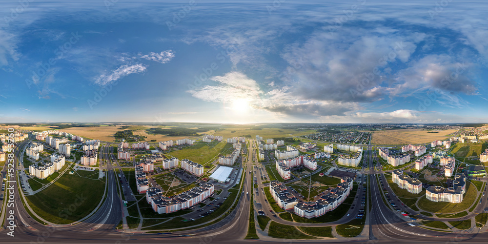 aerial full seamless spherical 360 hdri panorama view overlooking of ...