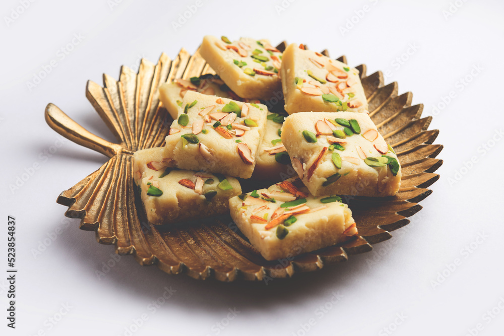 Milk powder barfi also known as Mava burfi, white Khoya burfi or Barfee ...