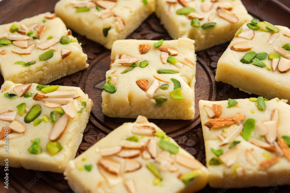 Milk powder barfi also known as Mava burfi, white Khoya burfi or Barfee ...