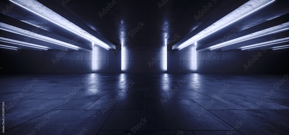 Underground Spaceship Sci Fi Futuristic Neon Led Studio Lights Cement ...