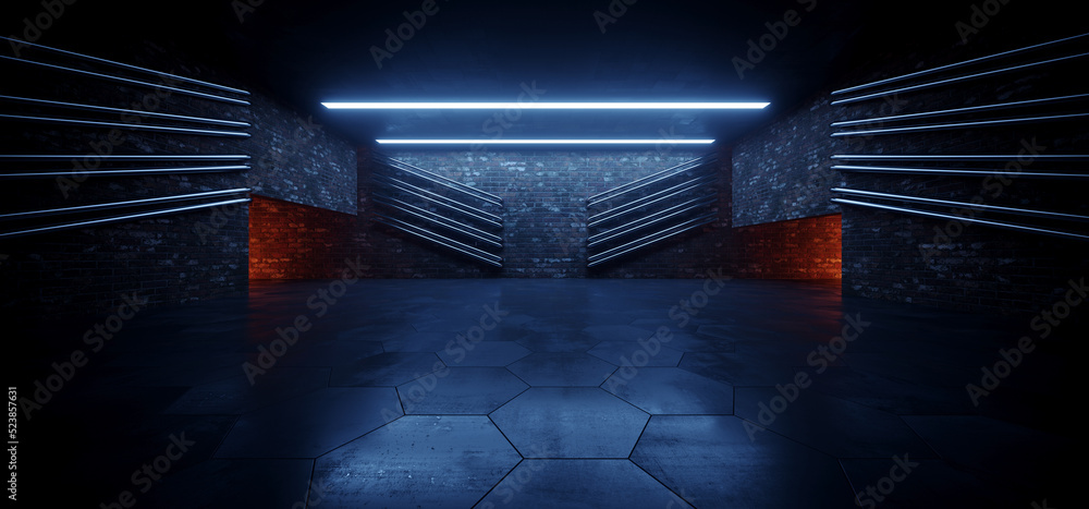 Garage Sci Fi Alien Spaceship Futuristic Garage Brick Concrete Floor ...