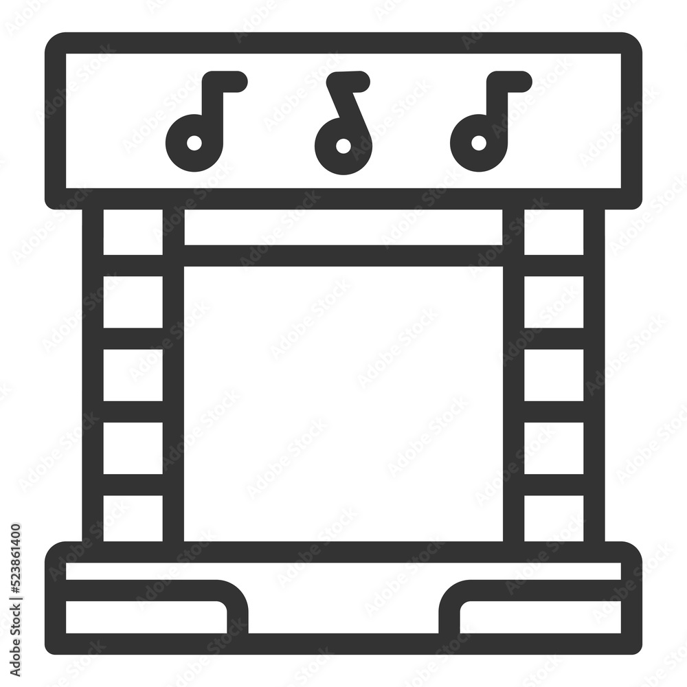 Stage for performance, sheet music on the poster - icon, illustration ...
