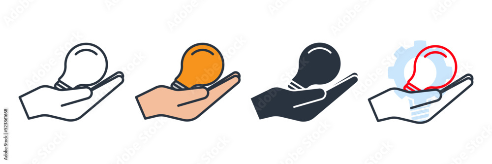 solution icon logo vector illustration. Hand and a lamp symbol template ...