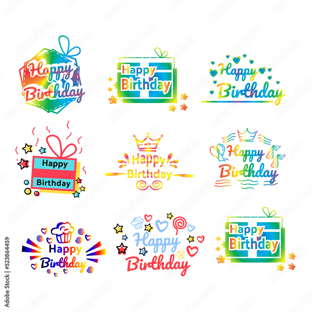 happy birthday text effect set Stock Vector | Adobe Stock