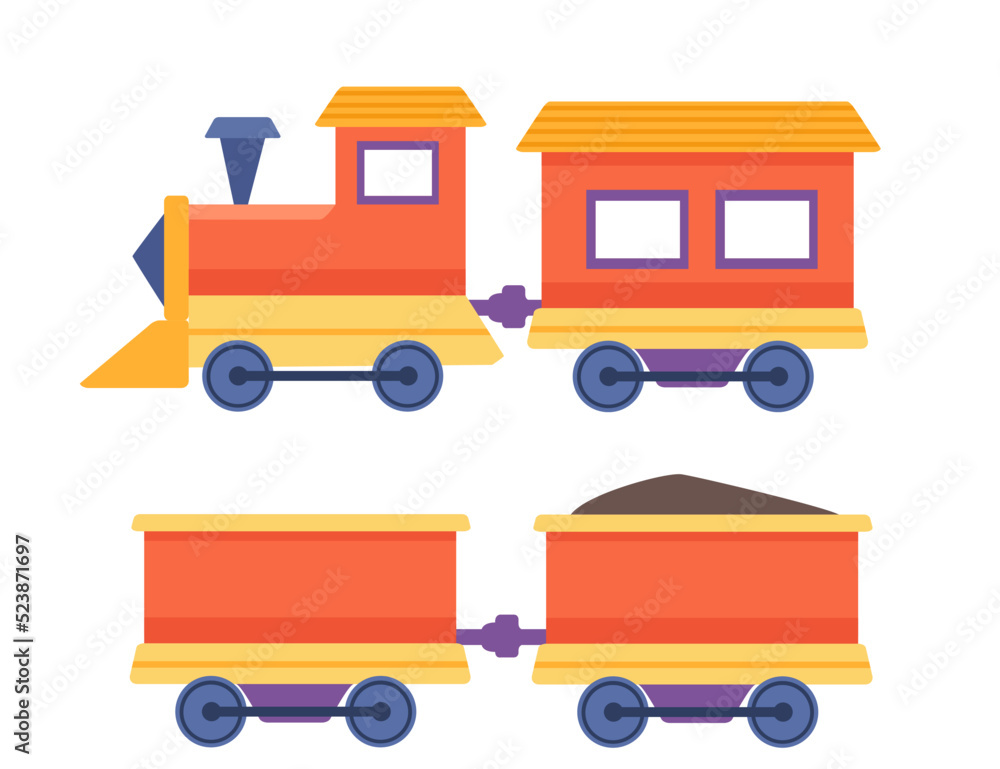 Toy train cartoon vector illustration. Stock Vector | Adobe Stock