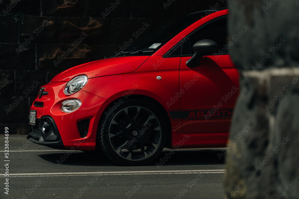 Milan, Italy - June 2022: sports car hatchback Fiat 500C Abarth ...