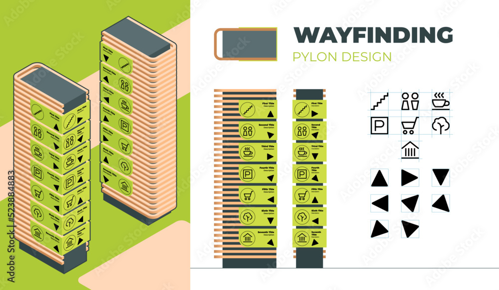 Wayfinding wood pylon design for indoor and outdoor navigation with ...