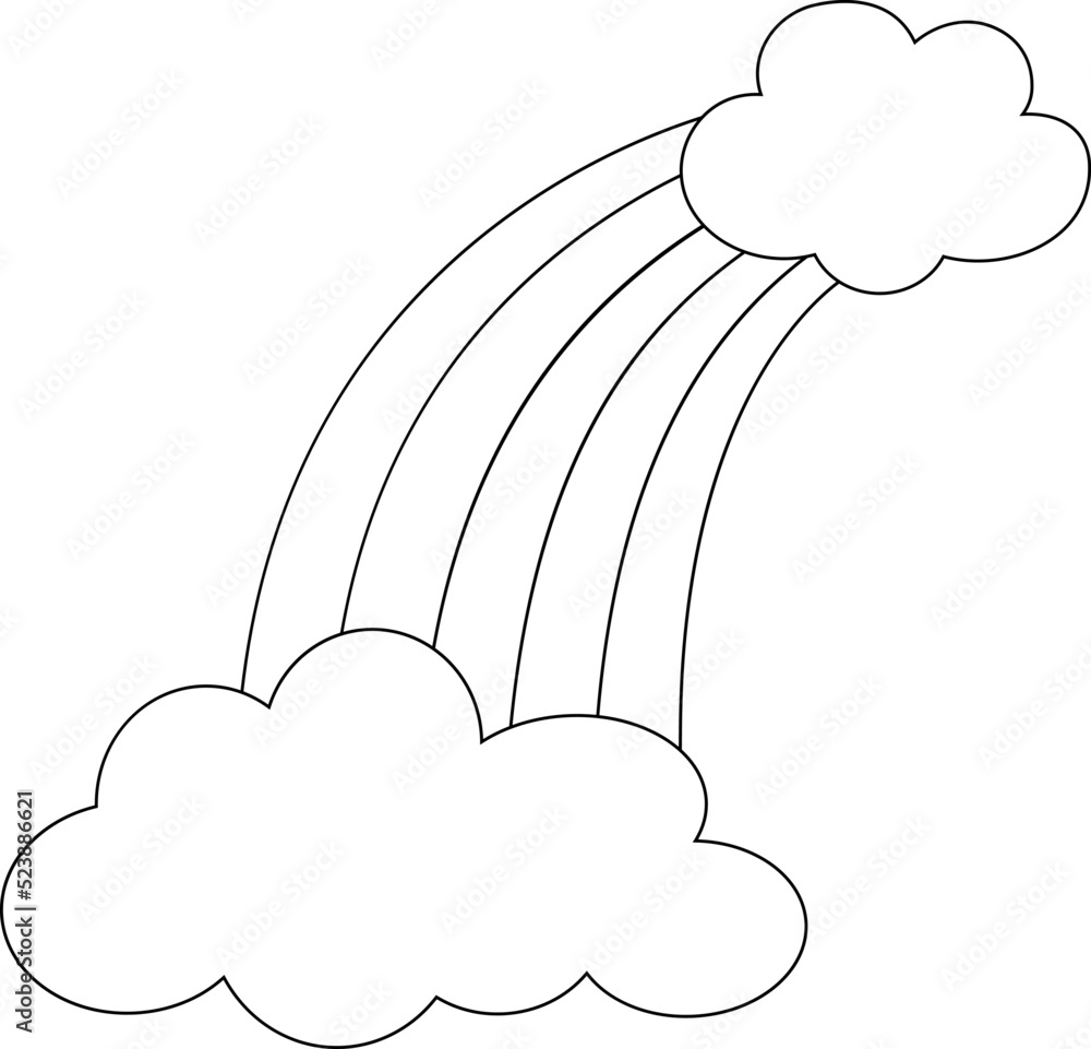 Rainbow between two clouds, weather phenomenon - vector template for ...
