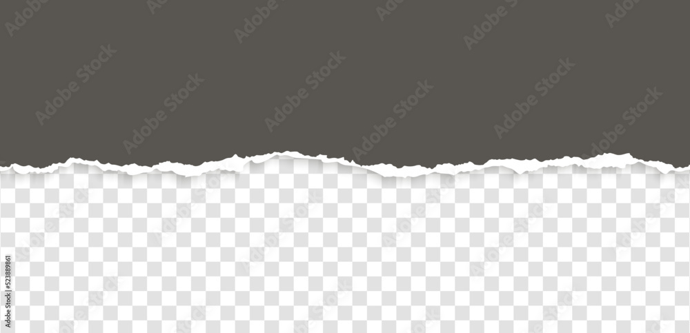 Realistic, torn, ripped strip of grey paper with a light shadow on a ...