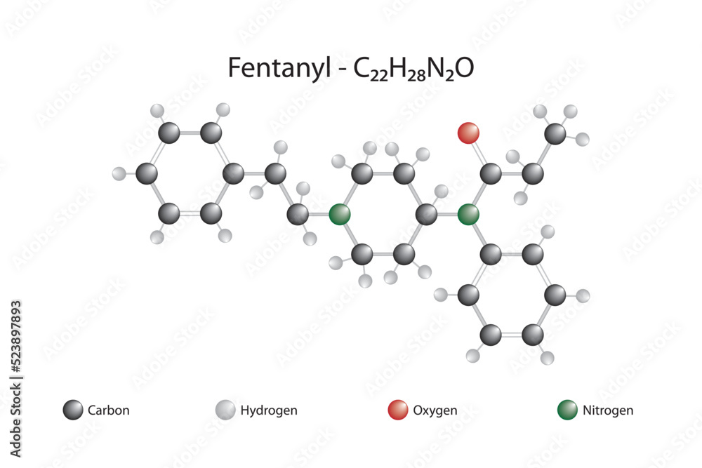 Molecular formula and chemical structure of fentanyl Stock Vector ...