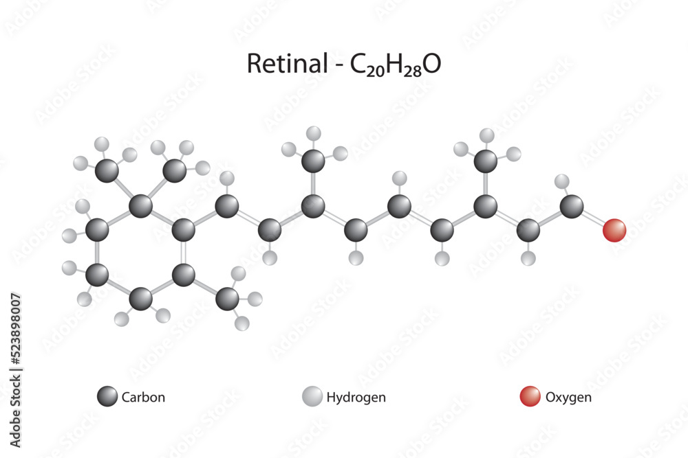 Molecular formula and chemical structure of retinal Stock Vector ...
