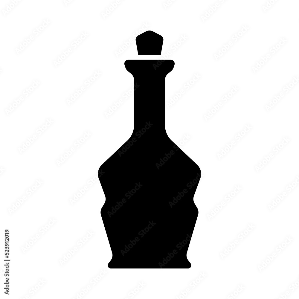 Decanter icon. Bottle. Black silhouette. Vertical front side view ...