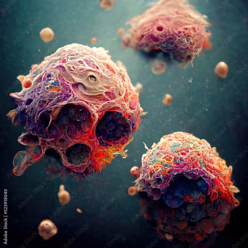 Cancer cells and cancerous malignant cell tumour growth in a human body ...