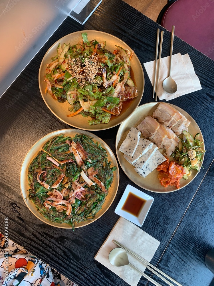 모던 한식 정식, 해물파전과 수육, 묵 무침, 목멱산방 / Modern Korean food set menu, seafood ...