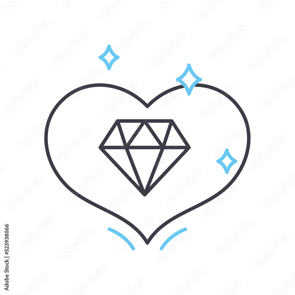 vip heart line icon, outline symbol, vector illustration, concept sign ...