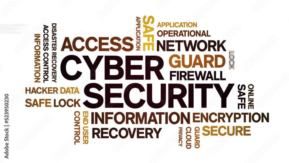 Cyber Security animated tag word cloud;text design animation kinetic ...