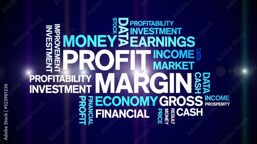 Profit Margin animated tag word cloud;text design animation kinetic ...