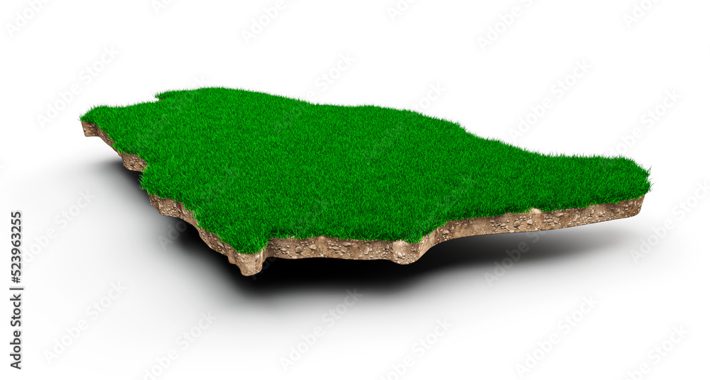 Saudi Arabia Map soil land geology cross section with green grass and ...