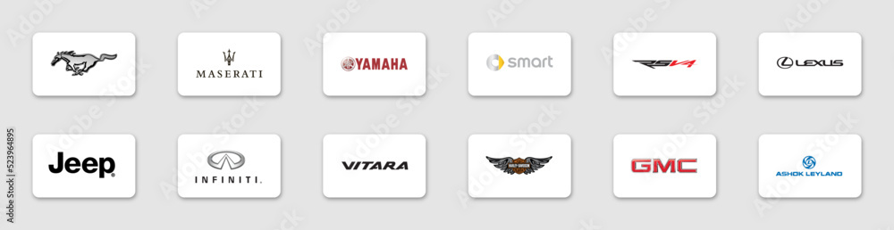 Emblems collection of popular car brand. Logotype set of top car brand ...