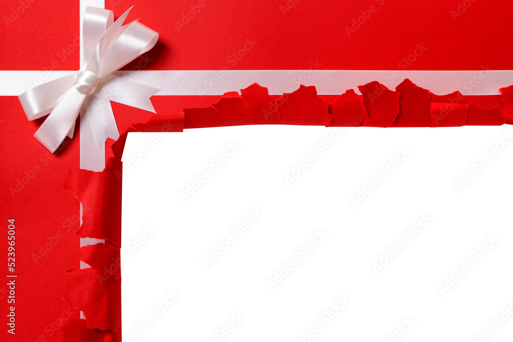Red gift paper torn open isolated transparent background photo PNG file ...