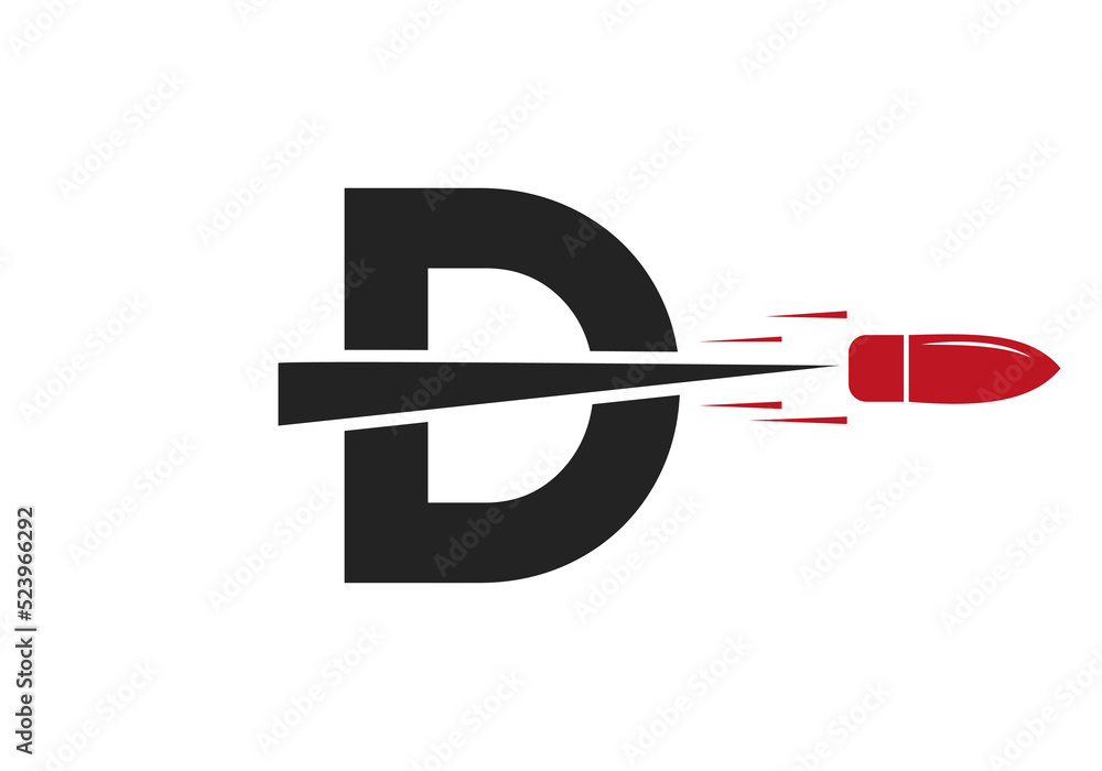 Letter D Shot Bullet Logo Vector Template Concept For Defense Logotype ...