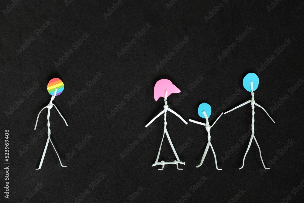 LGBT or LGBT loneliness single, unmarried and no family concept. Stick ...