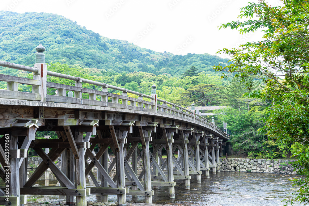 Big bridge of Ise Jingu, the biggest shinto shrine in Japan Stock Photo ...
