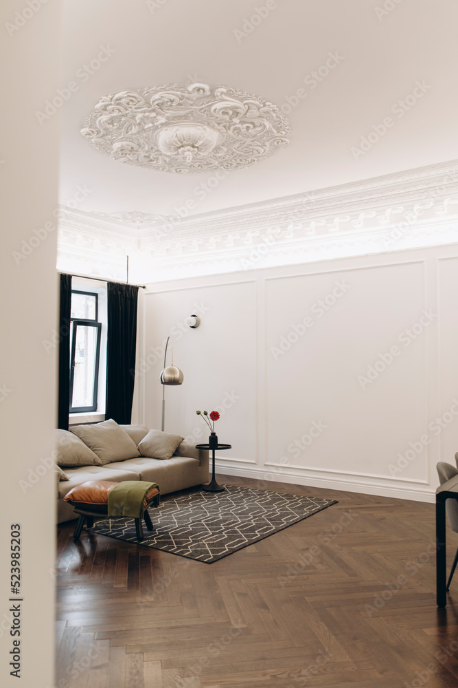 an example of a living room interior in a neo-classical style with ...