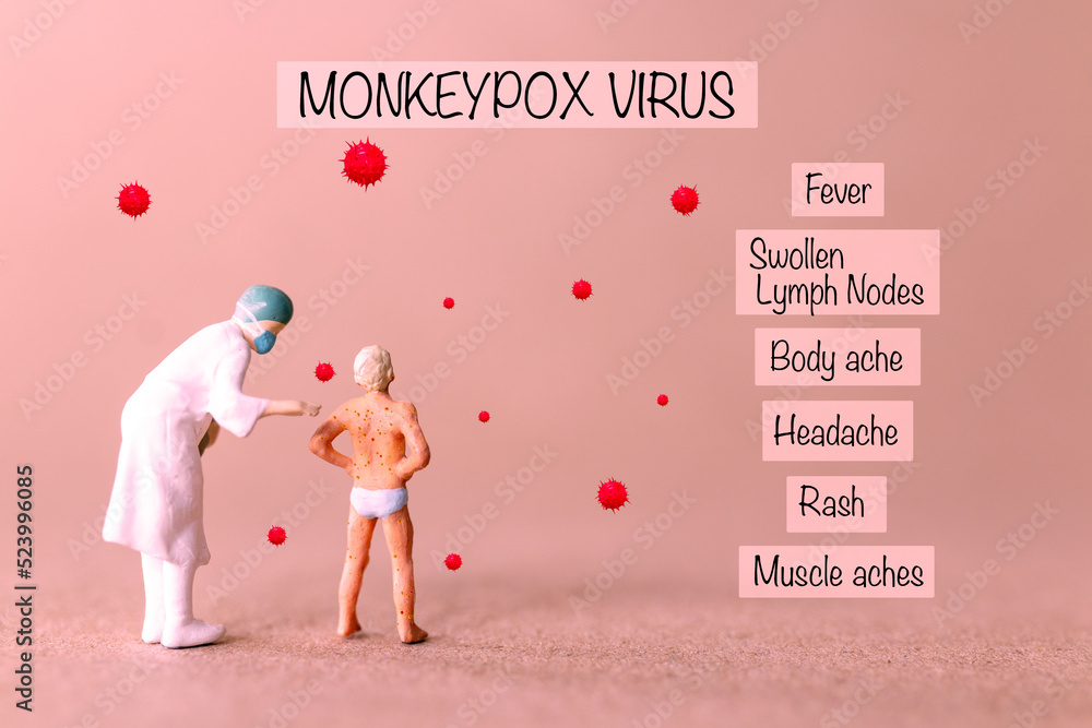 Miniature people Child with monkeypox. The boy is sick. Rash on the ...