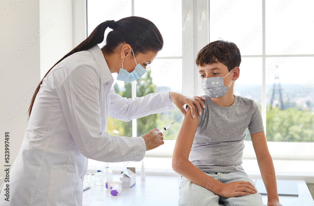 Vaccination of children against various diseases, including coronavirus ...