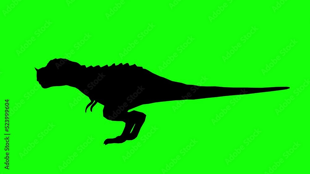 Silhouette of a fantasy creature monster T-Rex with horn standing idle ...