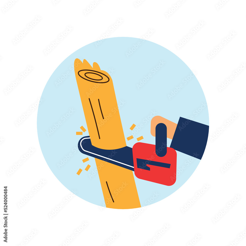 Tree trimming and Garden works emblem or logo flat vector illustration ...