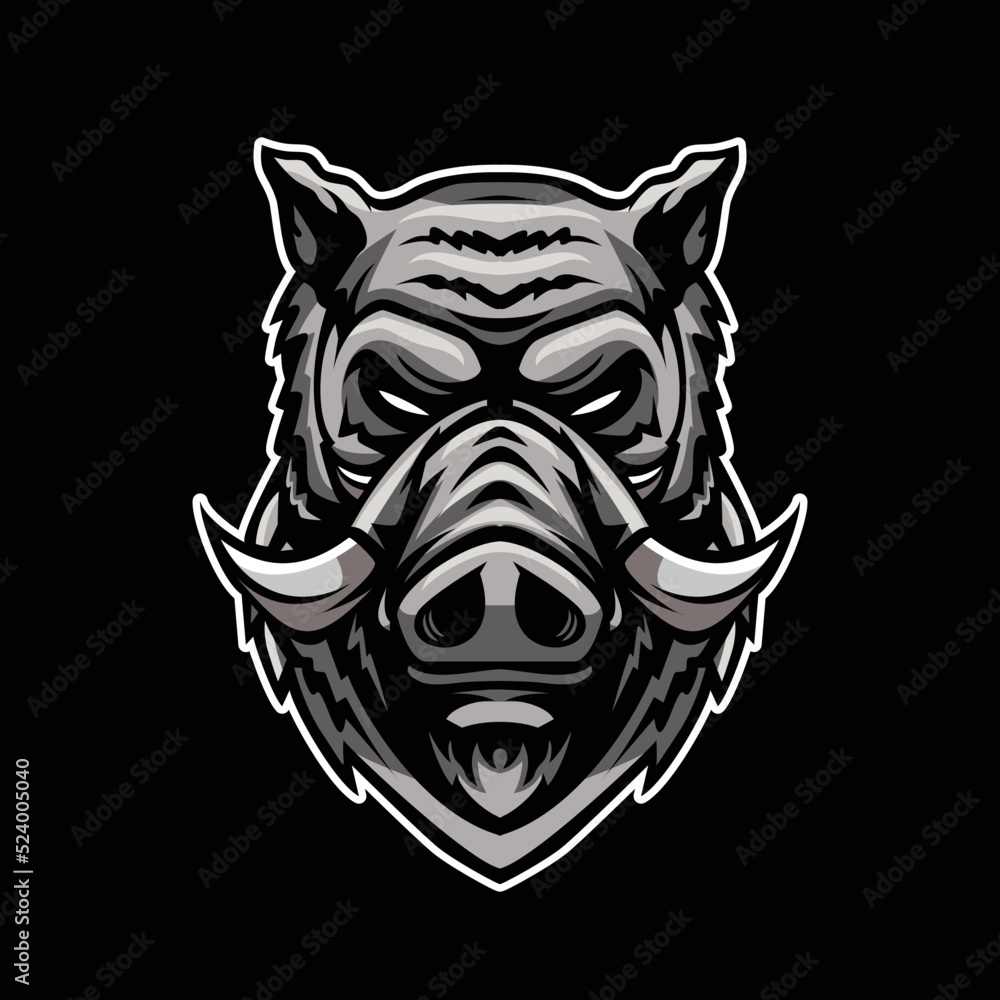 Wild Boar Head Cartoon Illustration Stock Vector | Adobe Stock