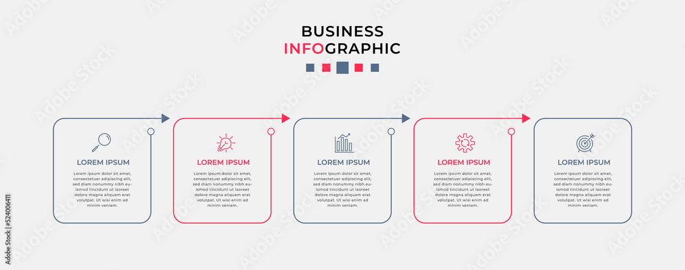 Vector Infographic design business template with icons and 5 options or ...