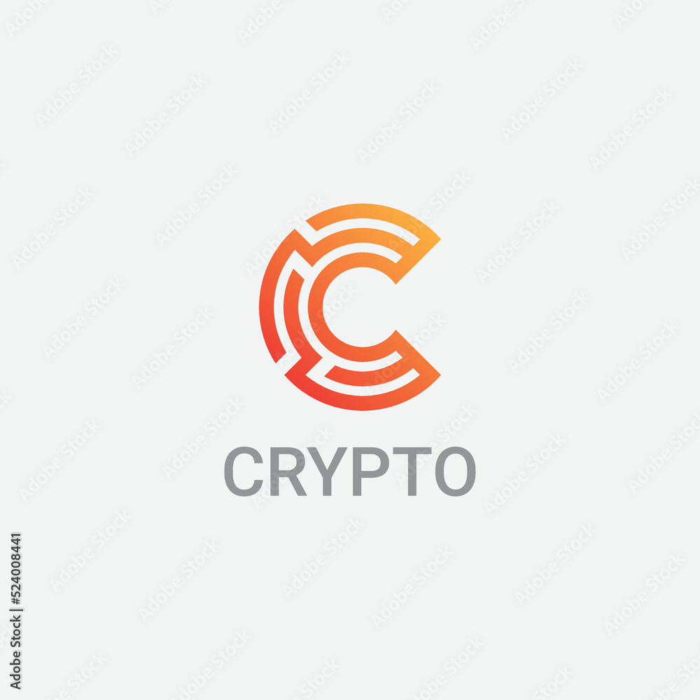 digital crypto currency exchange logo initial letter C icon ...