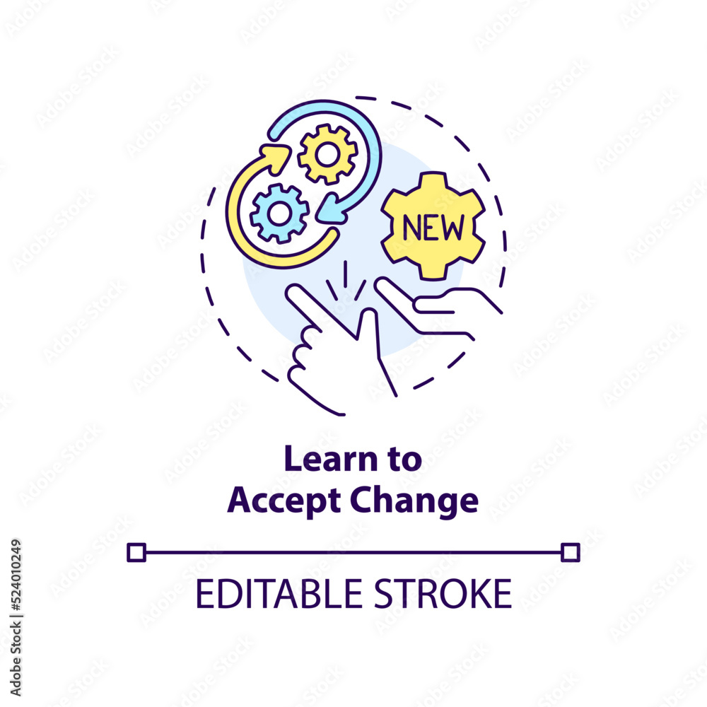Learn to accept change concept icon. Adaptation skills. Way to identify ...