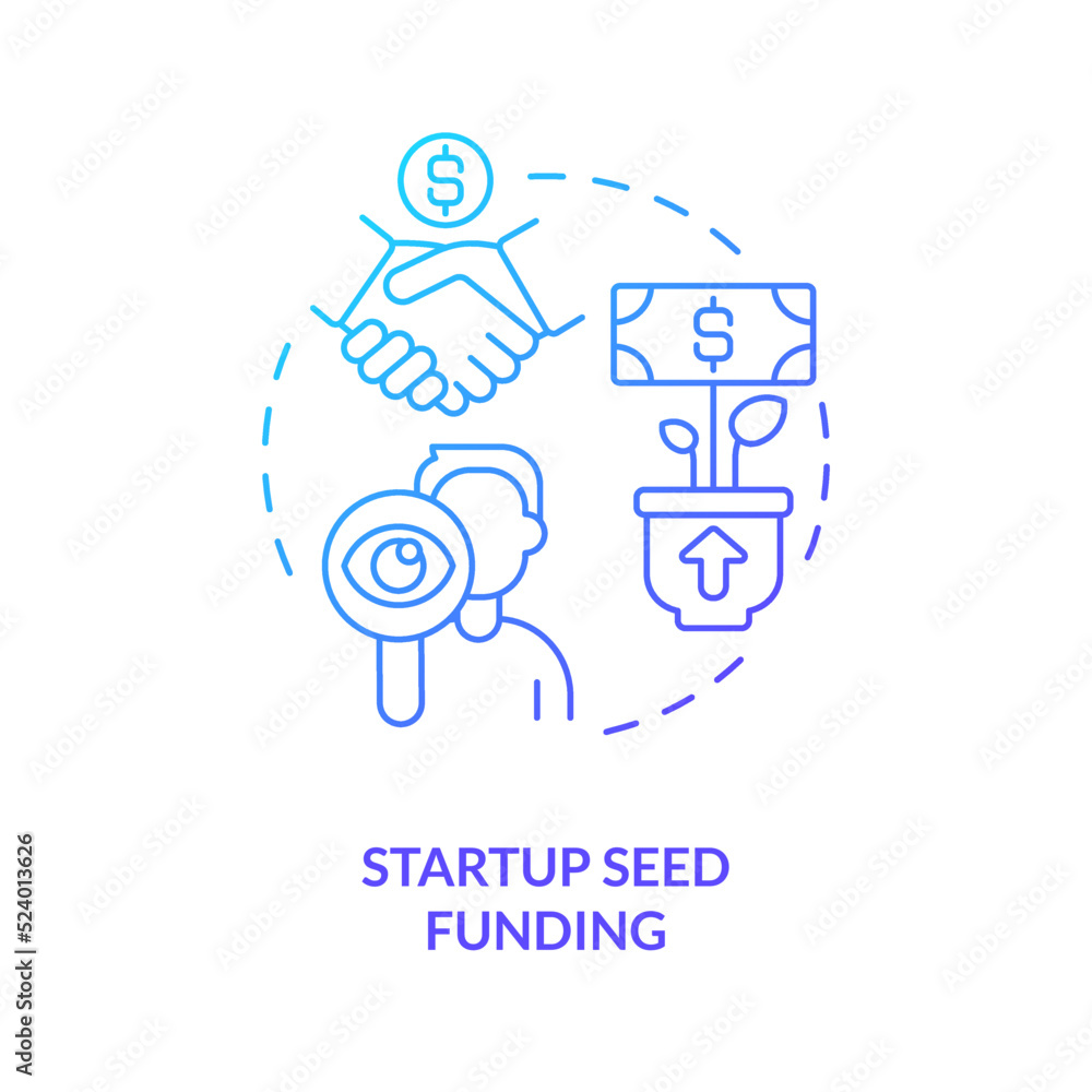 Startup seed funding blue gradient concept icon. Small business program ...