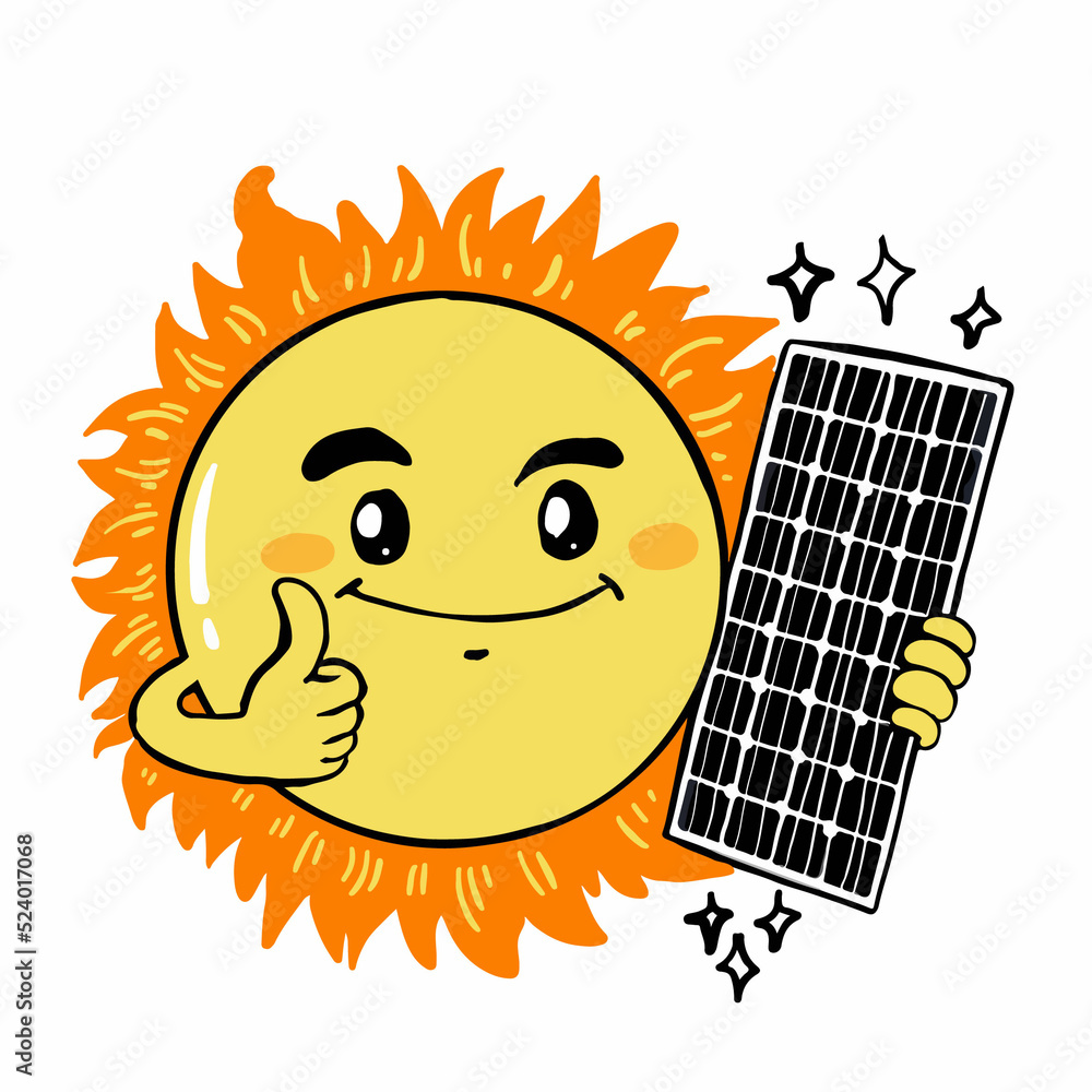 cartoon sun with high quality solar panels Stock Illustration | Adobe Stock