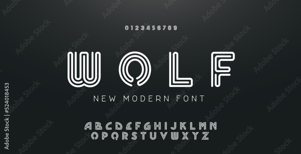 WOLF Sports minimal tech font letter set. Luxury vector typeface for ...