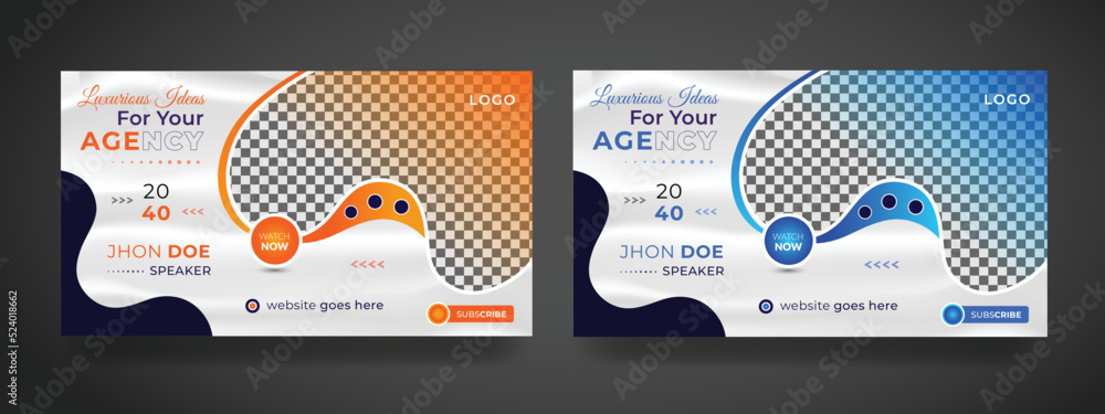 Promotional YouTube thumbnail video background template design for ...