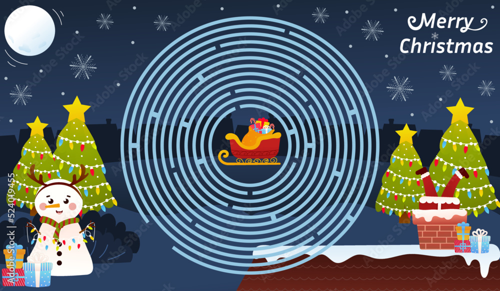 Christmas riddle for kids with santa claus in chimney and snowman ...