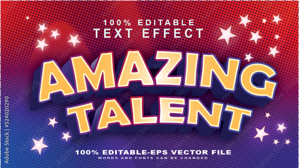 Amazing Talent text effect editable modern lettering typography font ...