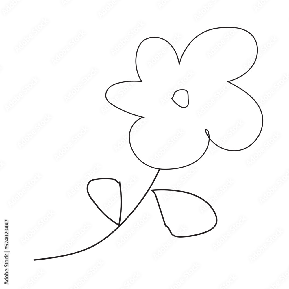 Vector Illustration. Basic black lines of Flower. Simple Flower line ...