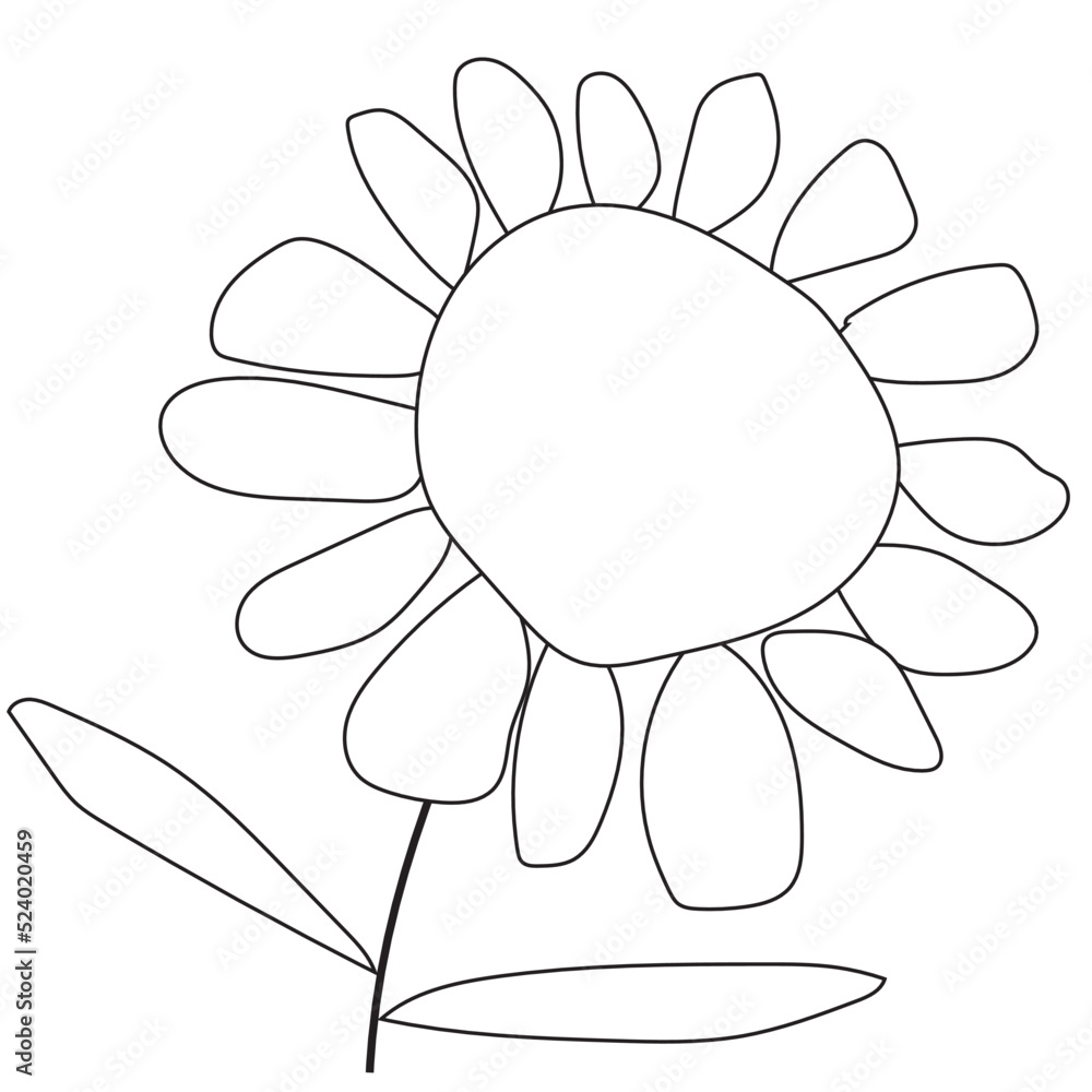 Vector Illustration. Basic black lines of Flower. Simple Flower line ...