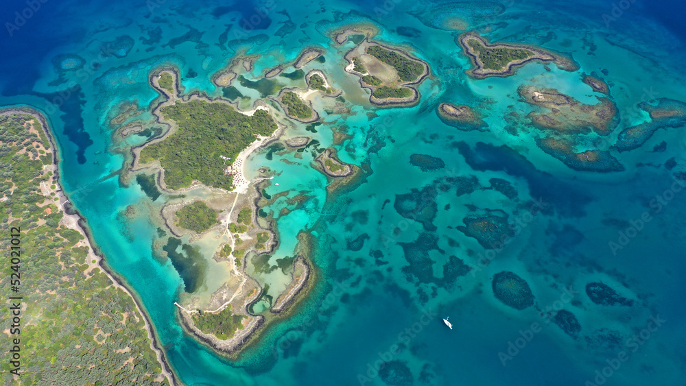 Aerial drone photo of tropical exotic volcanic island complex of ...